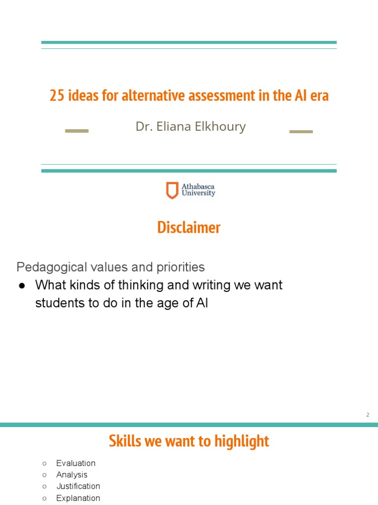 25 Ideas For Alternative Assessment in The AI Era | PDF | Intelligence ...