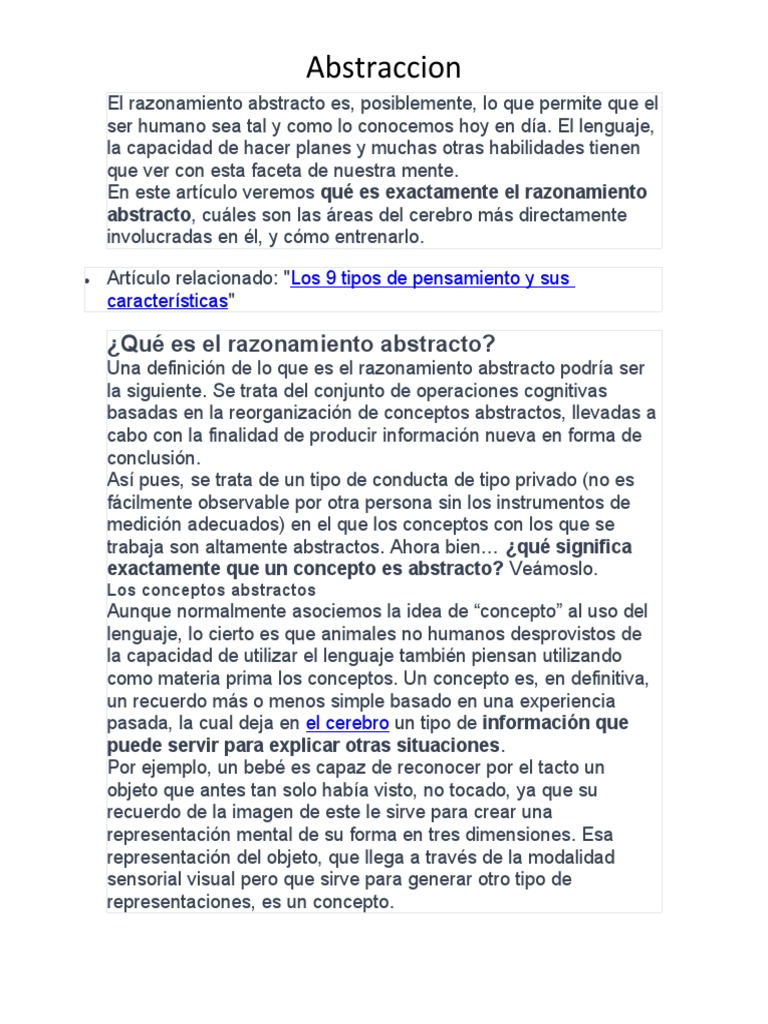 El Razonamiento Abstracto Es | PDF | Cerebro | Abstracción