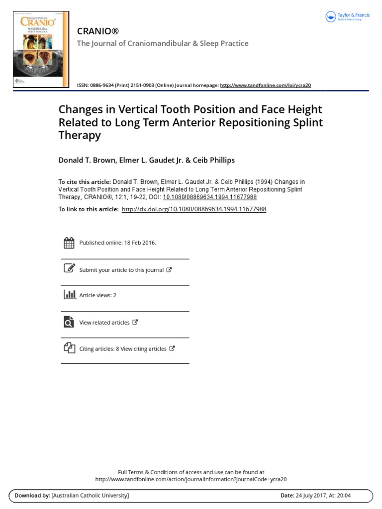 Changes in Vertical Tooth Position | PDF | Orthodontics | Tooth