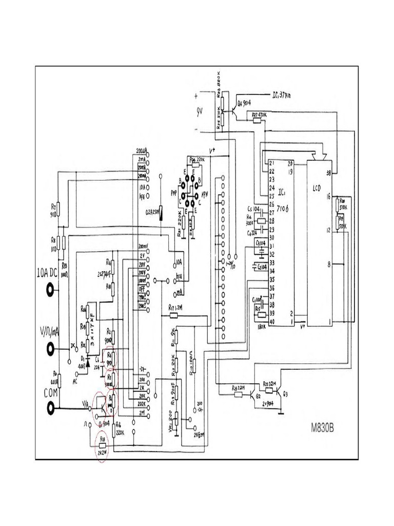 multimeter schematics for model 830b | PDF