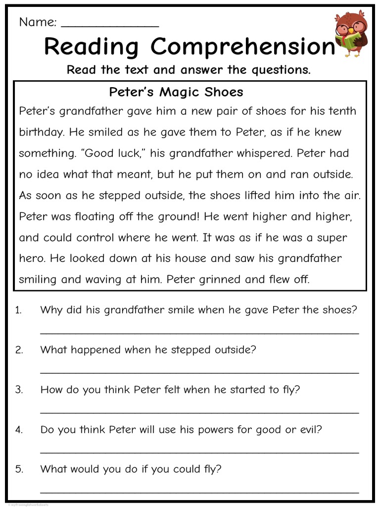 Reading Comprehension Grade 2 Peters Magic Shoes | PDF