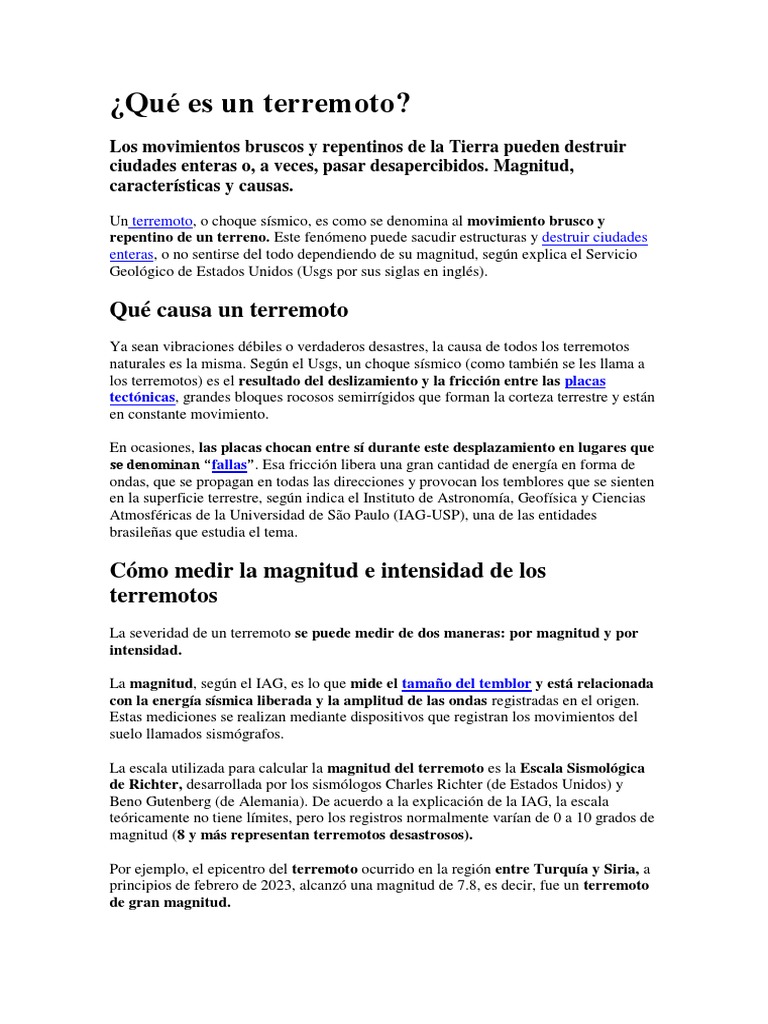 Qué Es Un Terremoto | PDF | Temblores | Geología