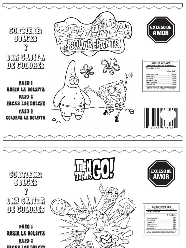 Candy Bags para Colorear-Niños | PDF