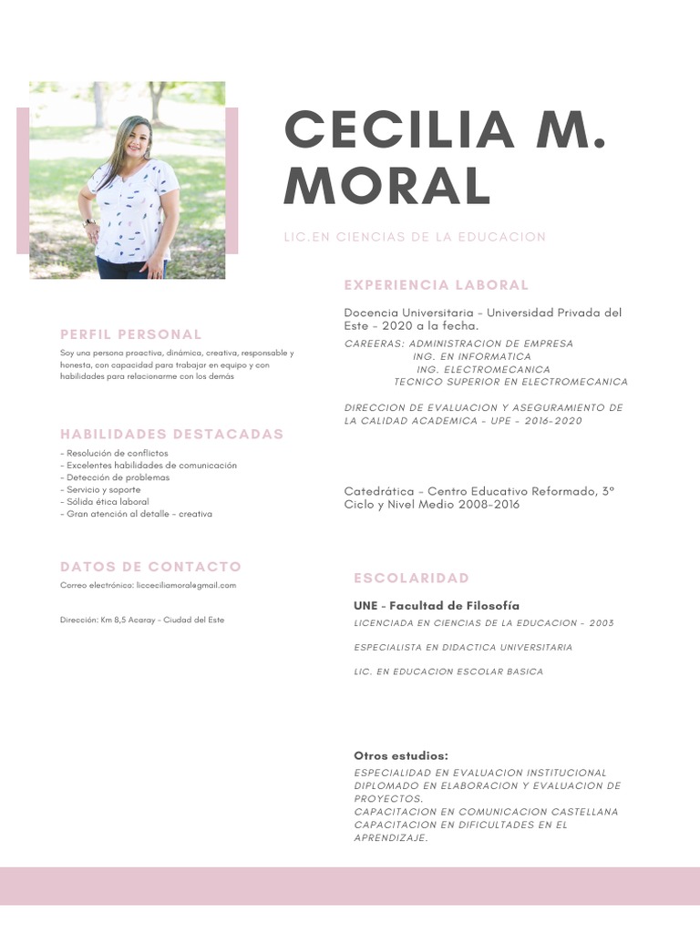 Perfil Profesional de Cecilia M. Moral | PDF | Aprendizaje ...