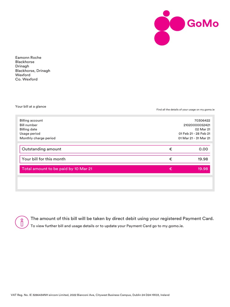 Bill | PDF | Telecommunications | Service Industries