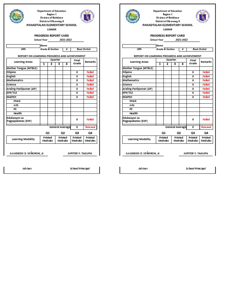 Grade 4 Progress Report Card 2021-2022 | PDF | Social Institutions