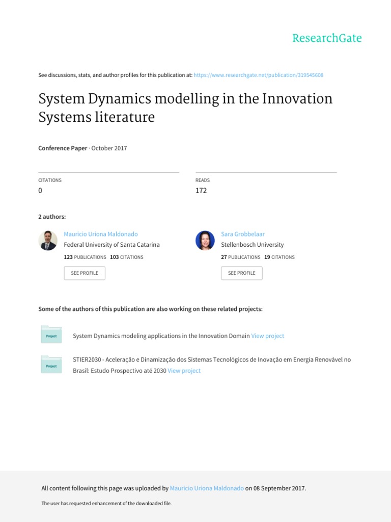 System Dynamics Modelling in The Innovation Systems Literature | PDF ...