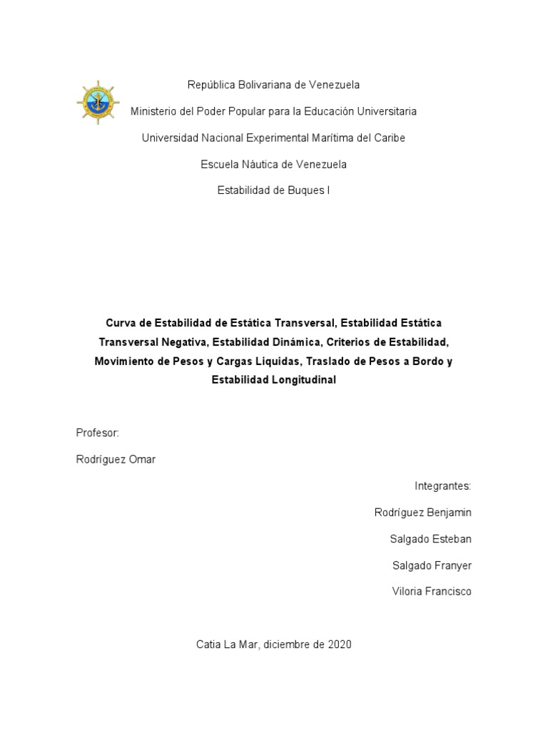 Estabilidad de Buques: Análisis y Criterios | PDF | Envío | Buques