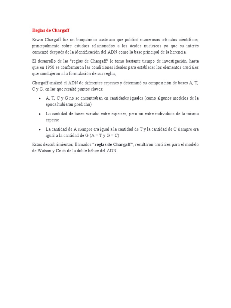 Reglas de Chargaff del ADN | PDF