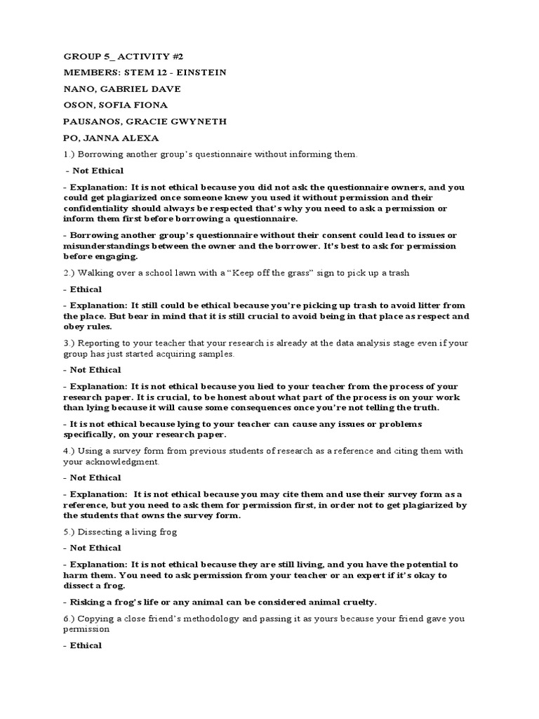 Ethical or Not Ethical | PDF