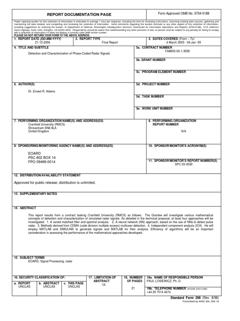 Phase-Coded Radar Signals | Download Free PDF | Discrete Fourier ...