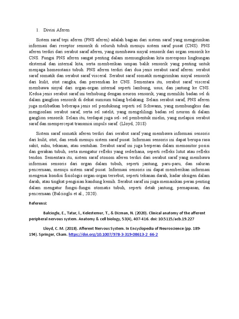 Sistem Saraf Tepi: Aferen & Eferen | PDF