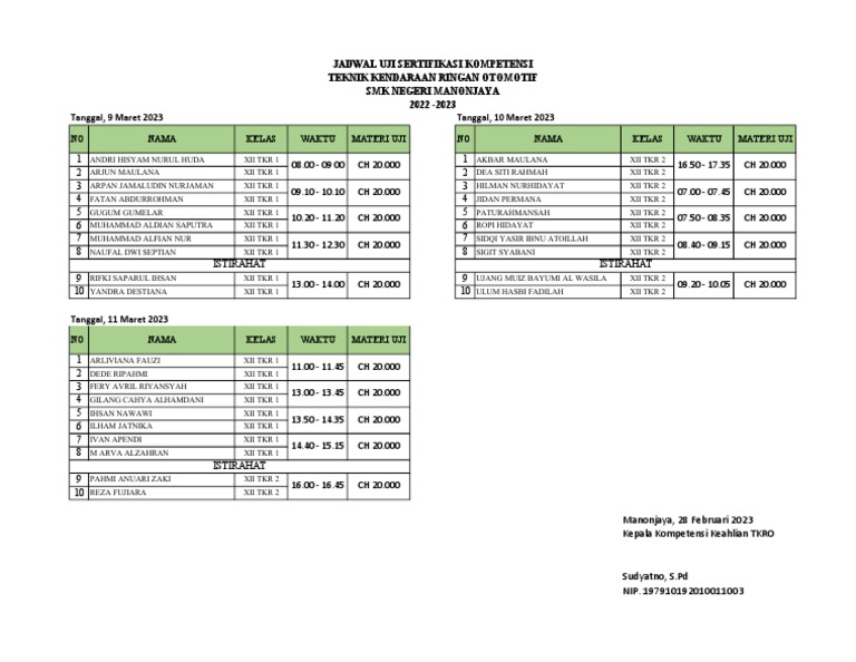 Jadwal Usk | PDF