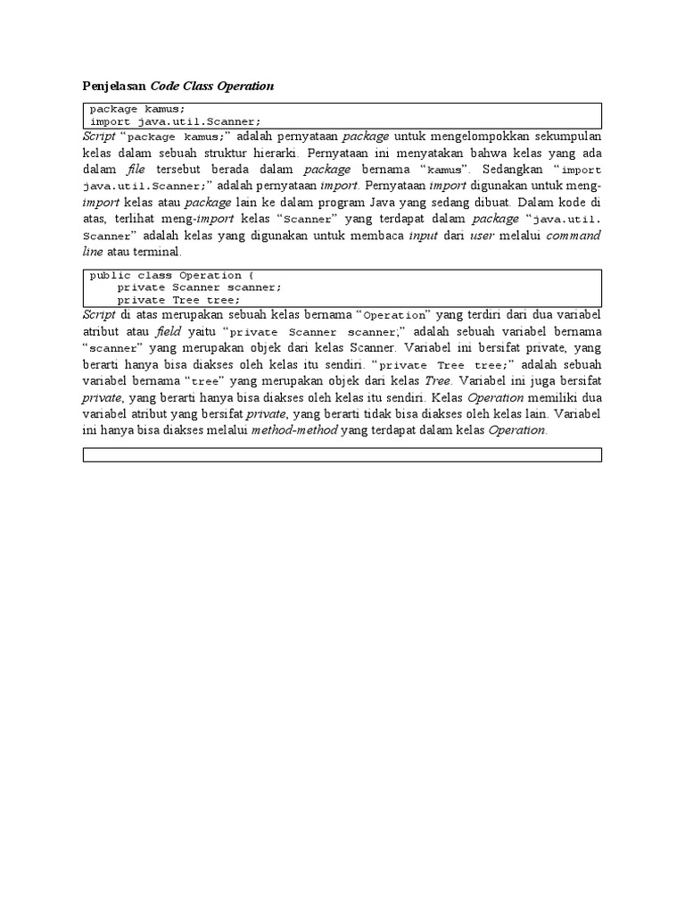 Penjelasan Code Class Operation | PDF