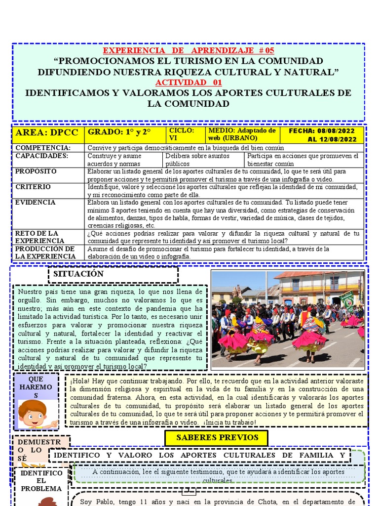 DPCC 1° y 2° URBANO EXP. 5 Sesion 1 | PDF | Sociedad | Tradiciones
