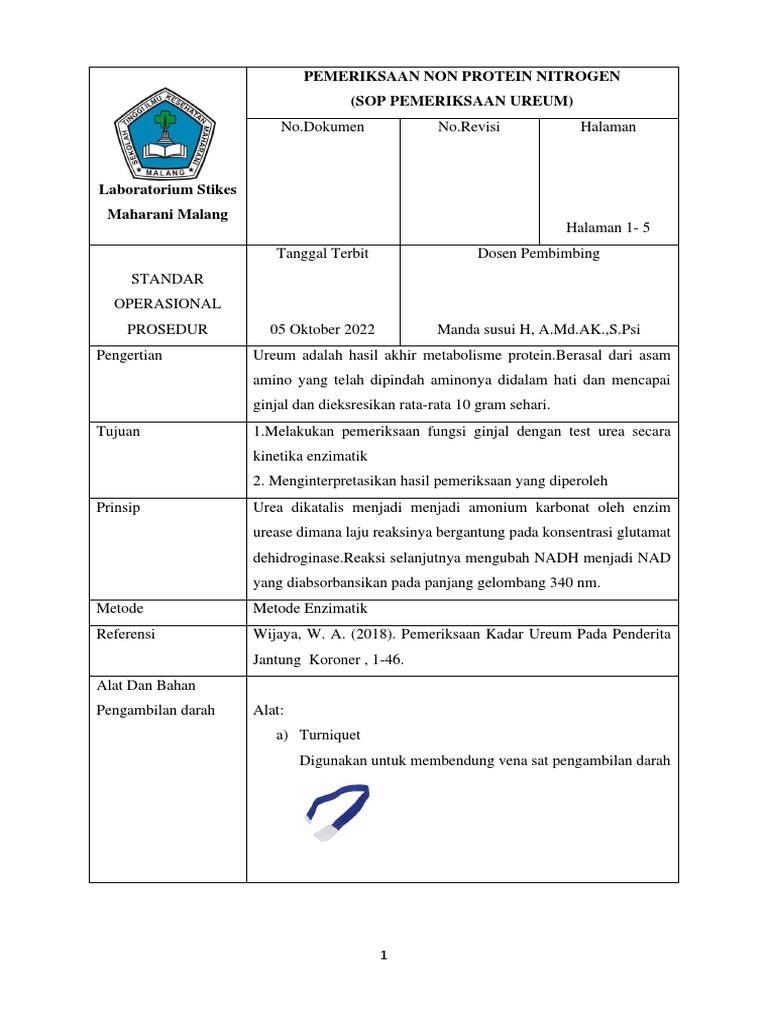 SOP Pemeriksaan Ureum di Laboratorium | PDF | Sains & Matematika ...