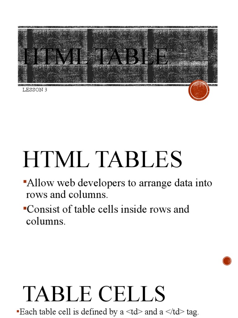Table Pdf Html Element Html