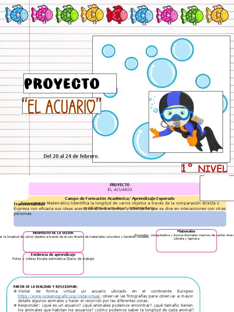 Proyecto El Acuario | Descargar gratis PDF | Aprendizaje | Pescado
