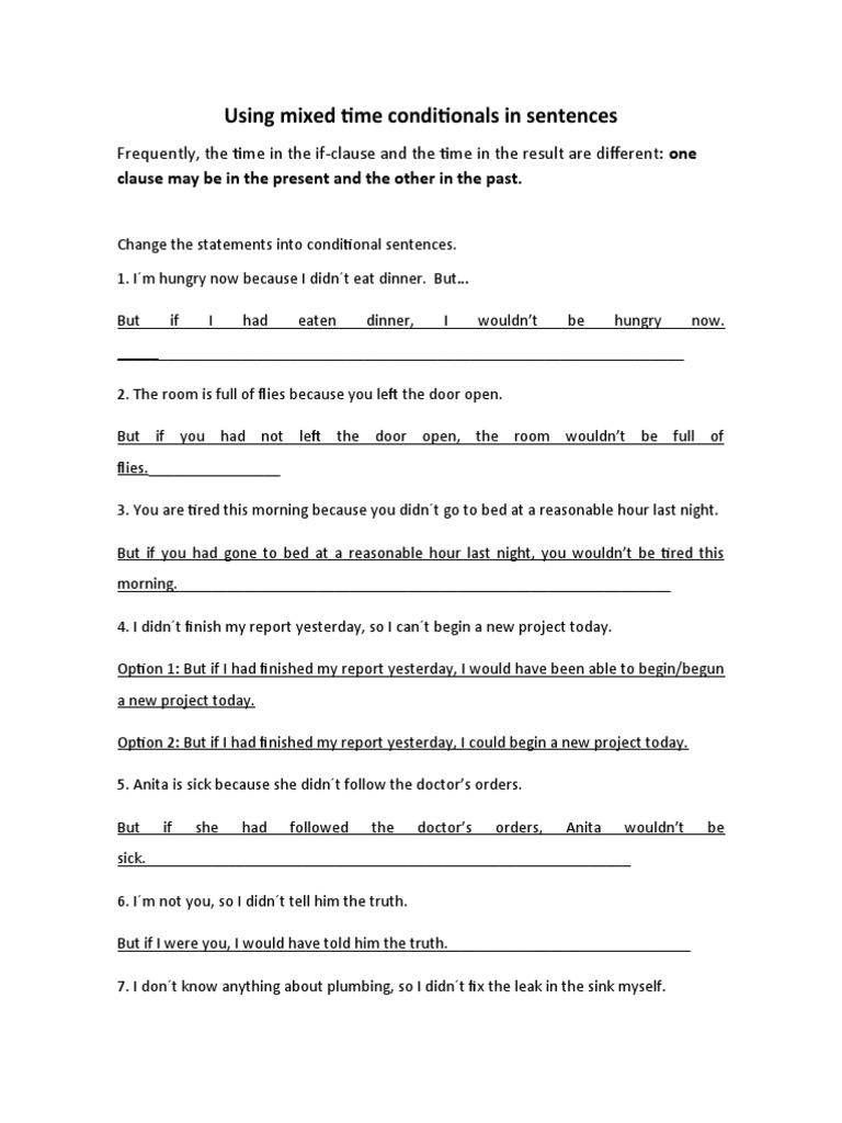 Using Mixed Time Conditionals in Sentences | PDF | Wellness