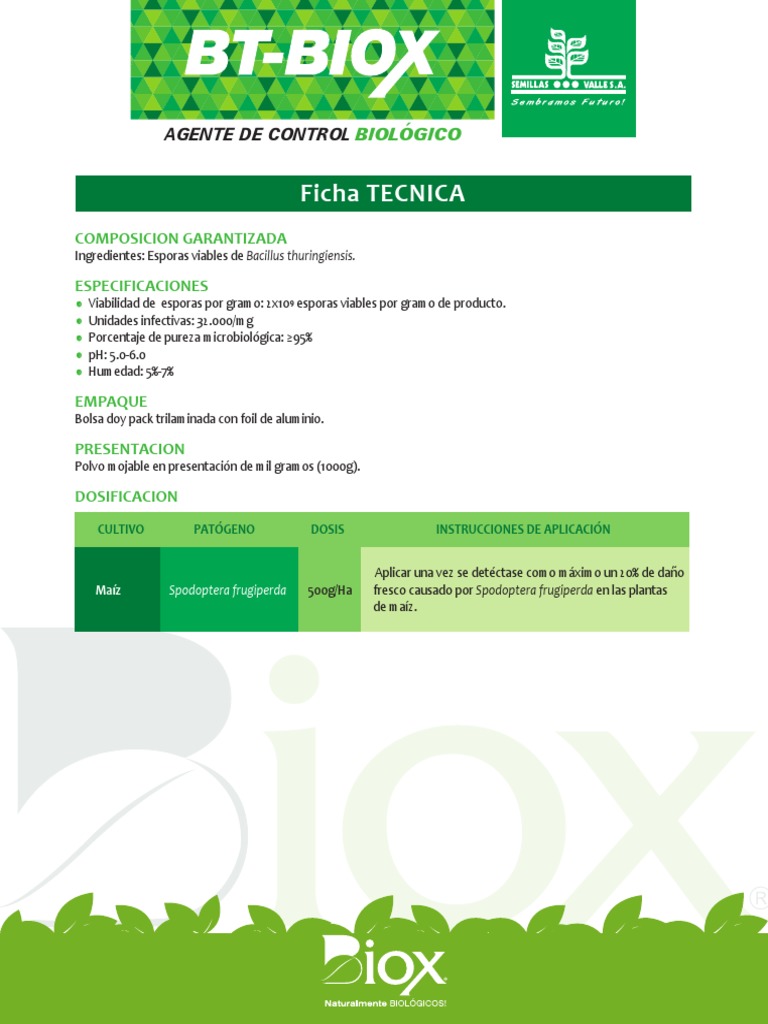 Ficha Tecnica BT-BIOX SL | PDF | Tecnología