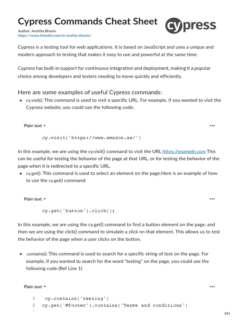 Cypress Commands Cheat Sheet | PDF | Http Cookie | Hypertext Transfer Protocol