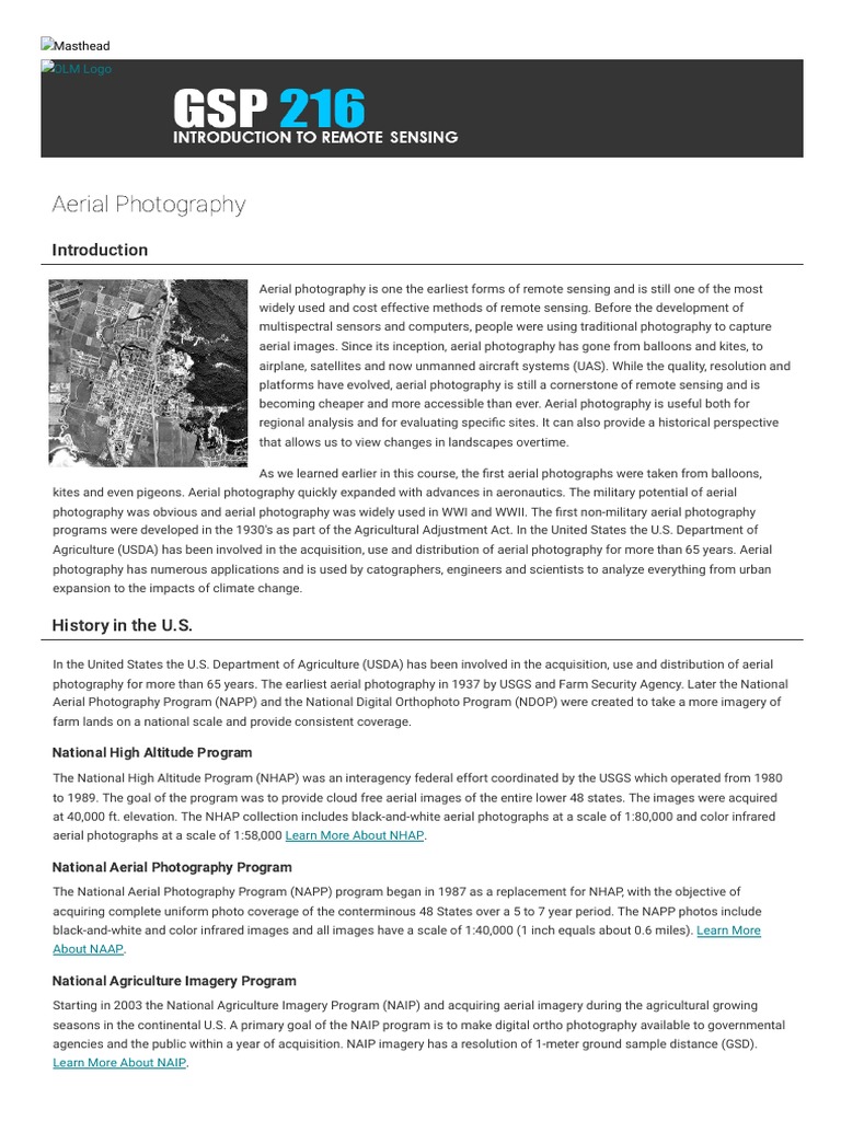 Aerial Photography 300level University | PDF | Pixel | Camera