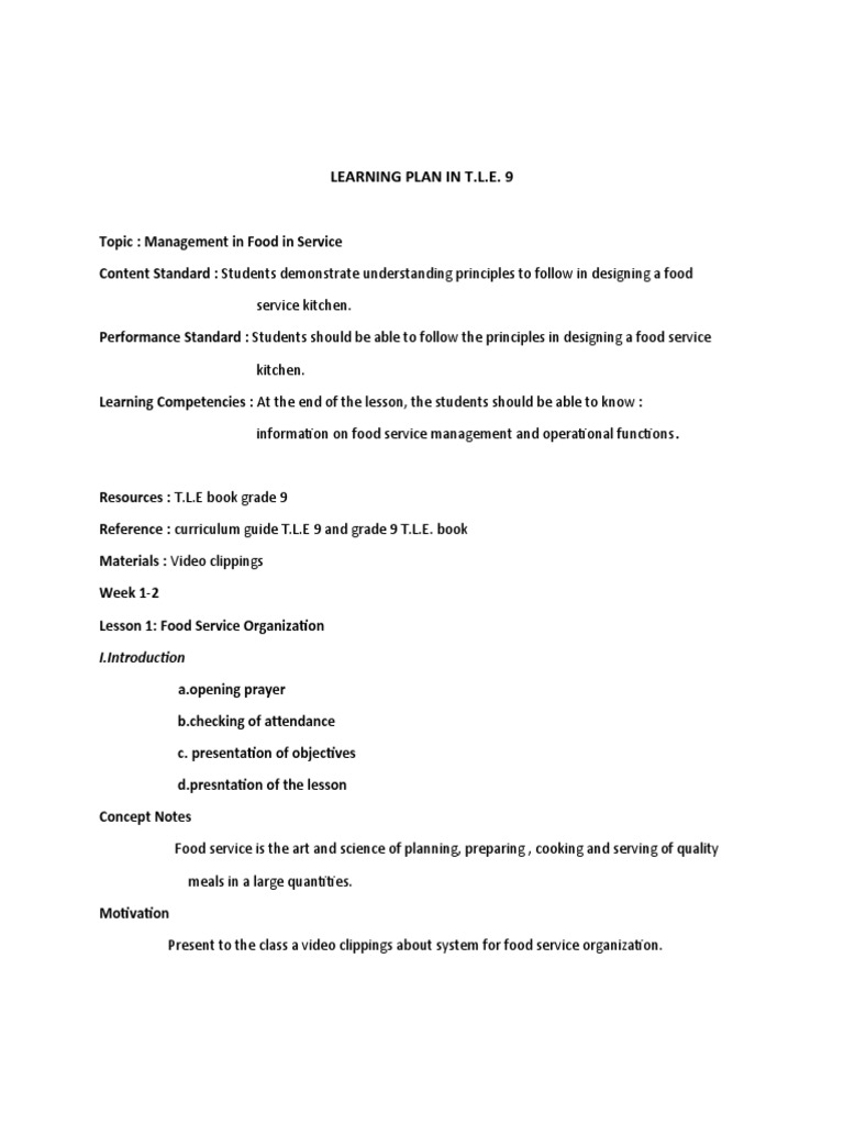 Tle & Valed 2nd Quarter LP | PDF | Food Safety | Learning