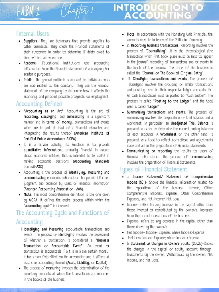 NOTES Fabm | Download Free PDF | Balance Sheet | Accounting