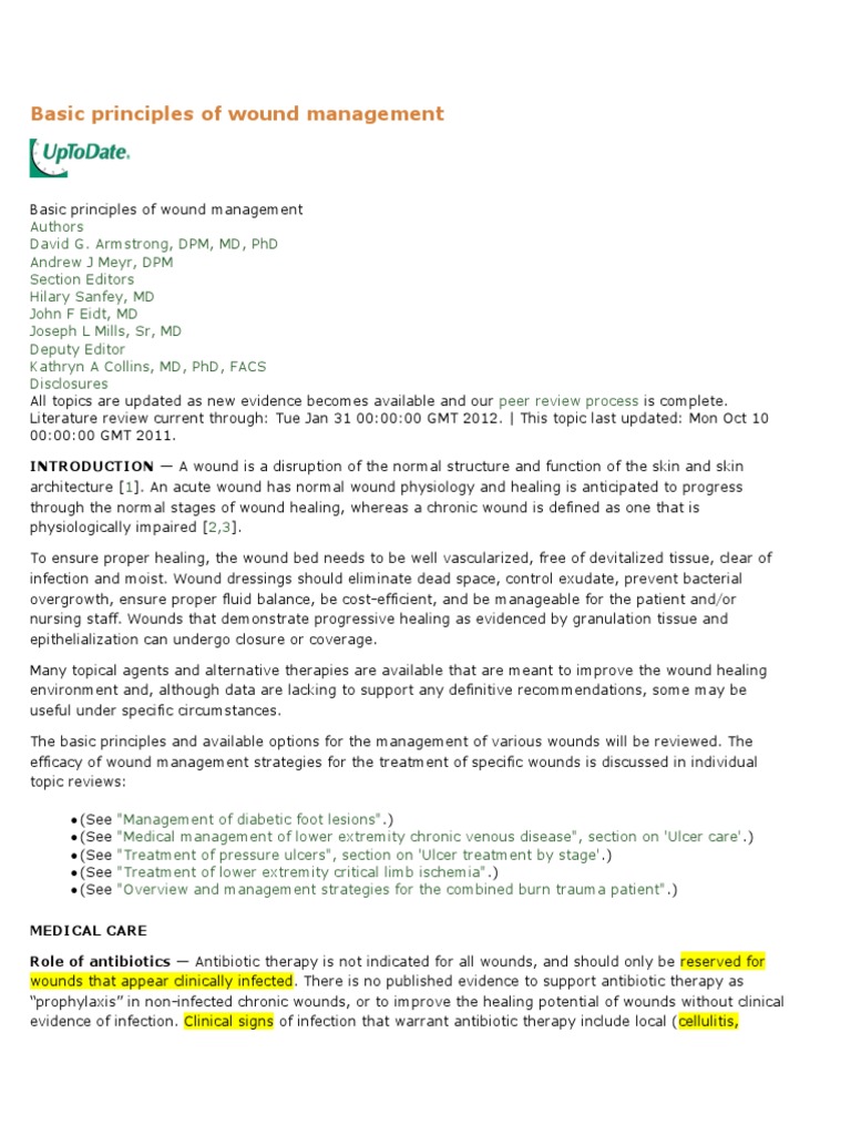 Basic Principles of Wound Management | PDF | Wound | Wound Healing