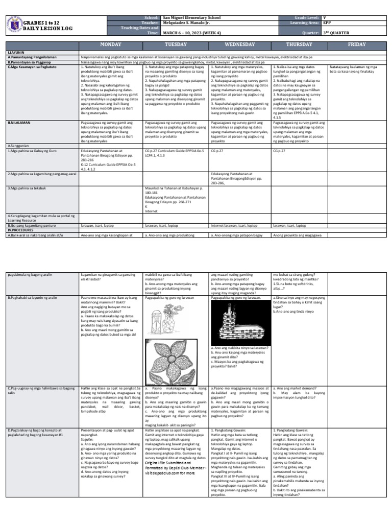 DLL - Epp 5 - Q3 - W4 | PDF