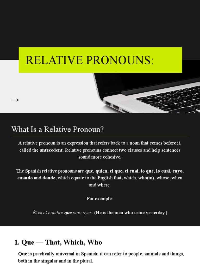 Spanish Relative Pronouns | PDF | Linguistic Morphology | Syntax