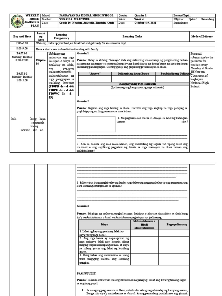 Filipino 10 - Q1-W4 | PDF