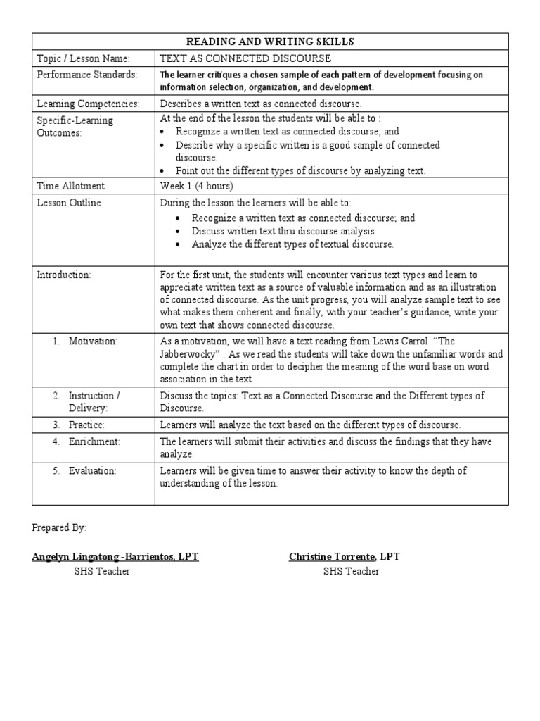 Text As Connected Discourse - TG | PDF | Learning | Teaching