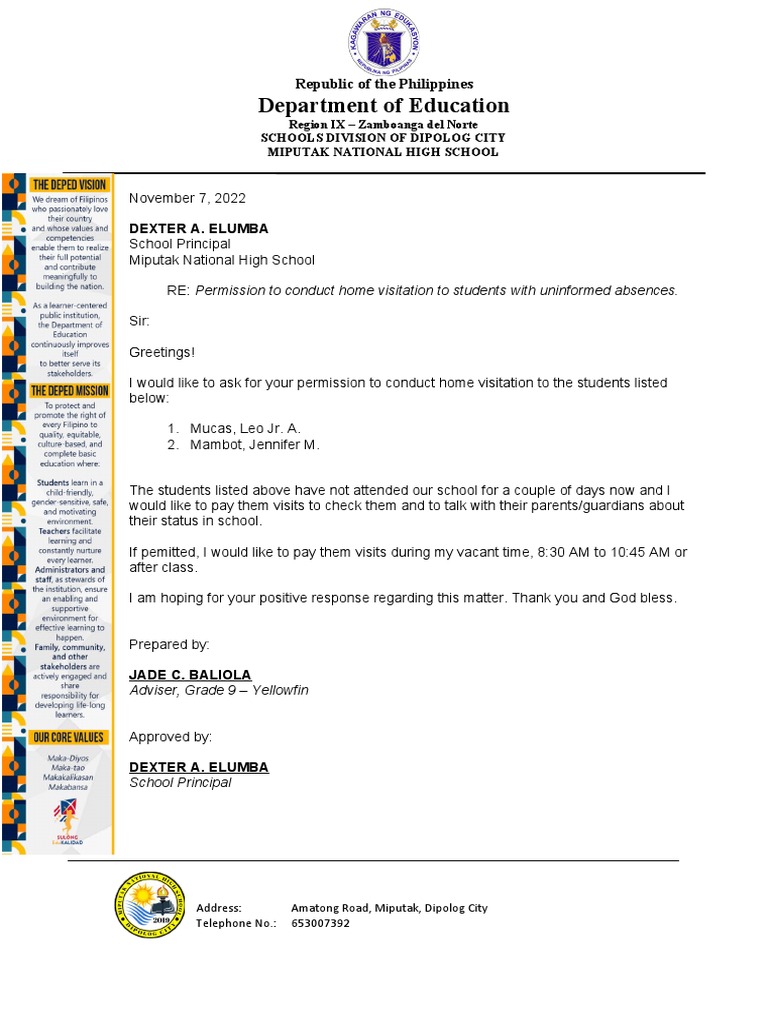 MNHS Home Visitation Letter | PDF