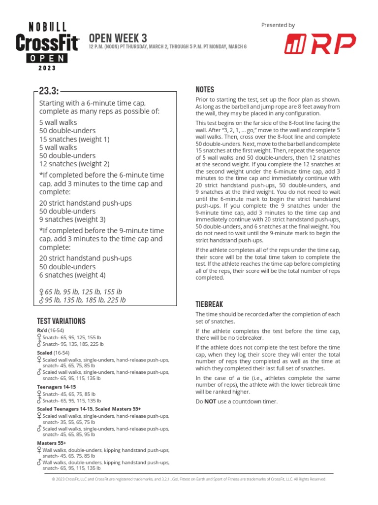 CFG23 23.3 Scorecard - Rx-Scaled - 298h4f92 | PDF | Physical Fitness ...