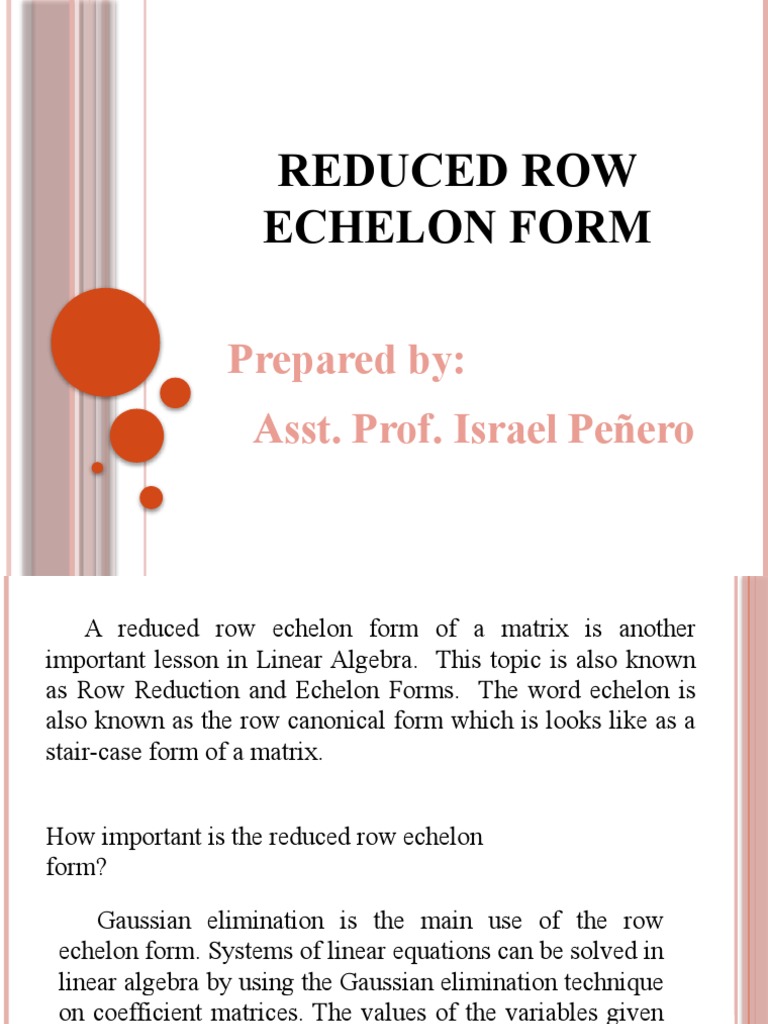 3.2 Row Reductions and Echelon Form | PDF | Mathematical Concepts ...