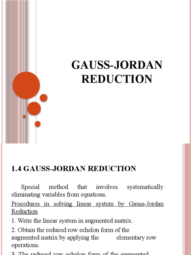 4gauss Jordan Reduction | PDF | System Of Linear Equations | Matrix ...