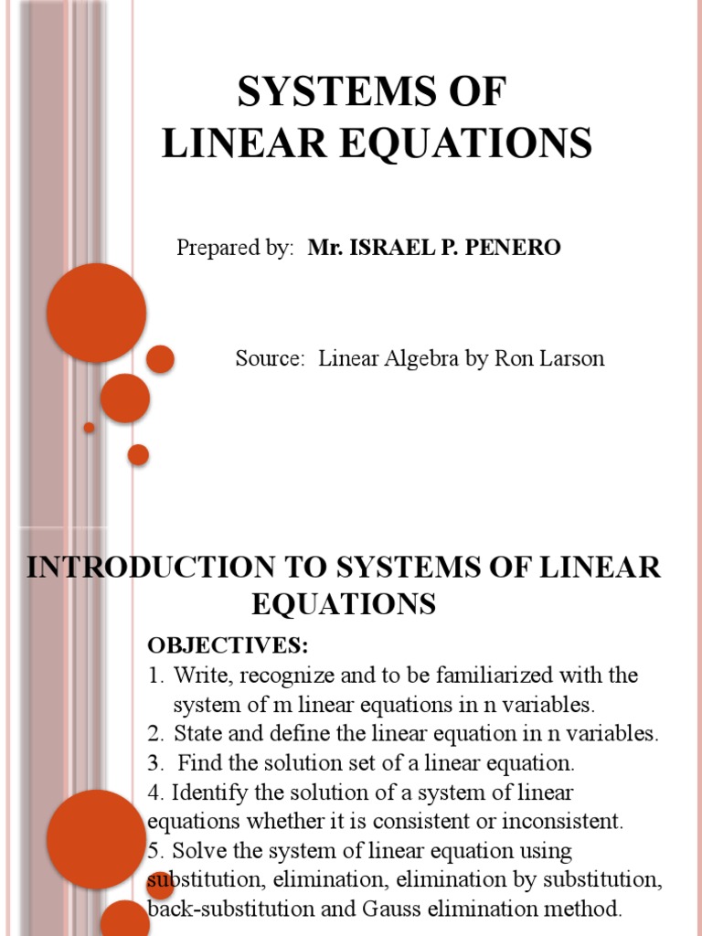 1system of Linear Equations | PDF | Equations | System Of Linear Equations