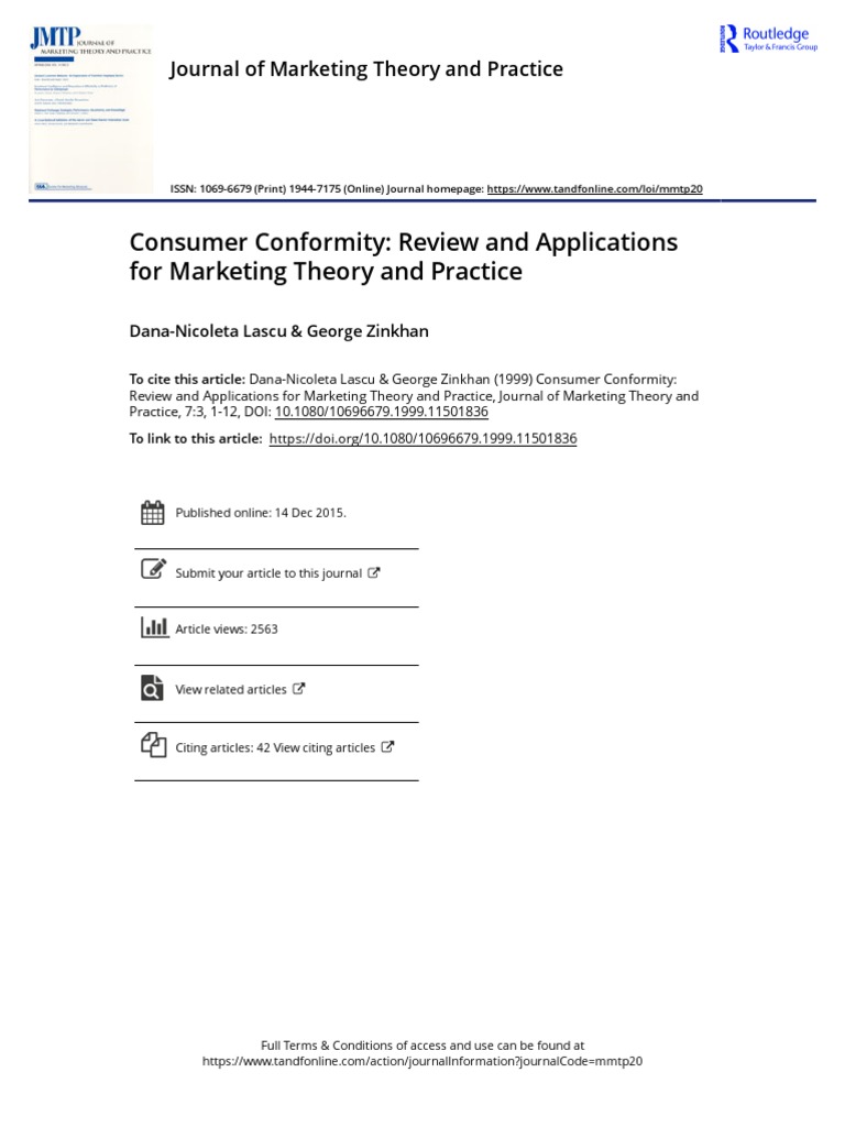 Consumer Conformity in Marketing | PDF | Conformity | Behavior