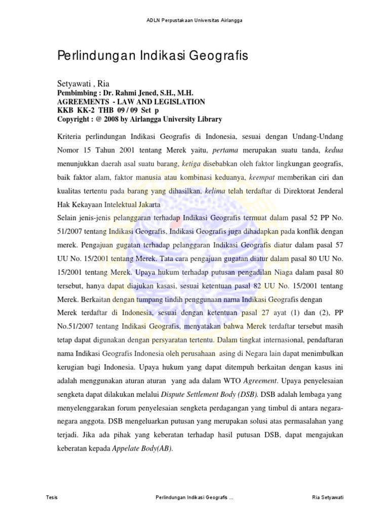 Indikasi Geografis Rahmi Jened | PDF