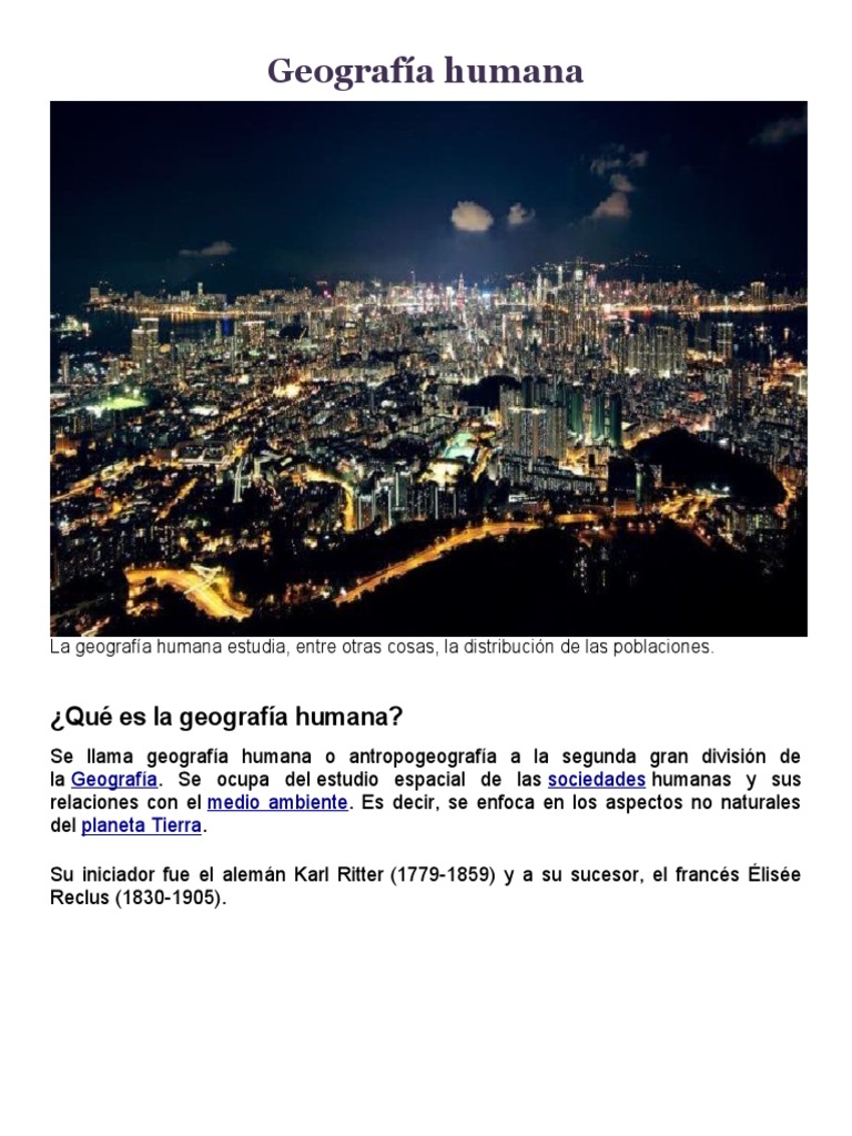 Geografía humana | PDF | Geografía | Ciencias de la Tierra