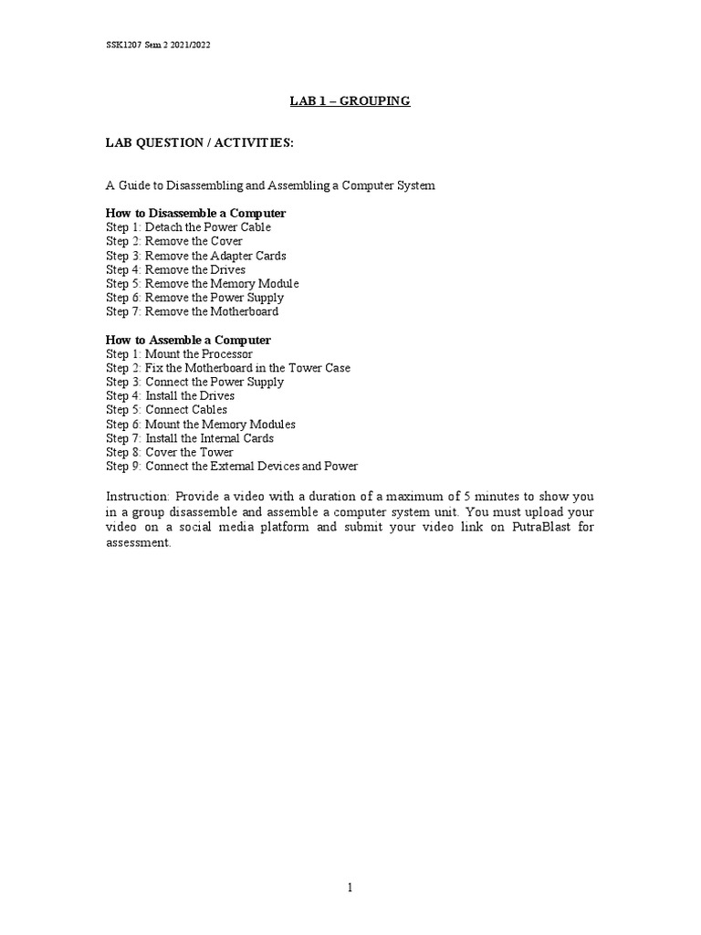 Lab 1 Main Computer Components Pdf
