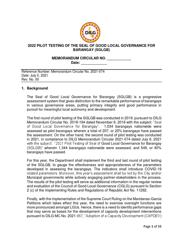 Dilg Memocircular 2022614 - 9ba2990eab | PDF | Governance | Local ...