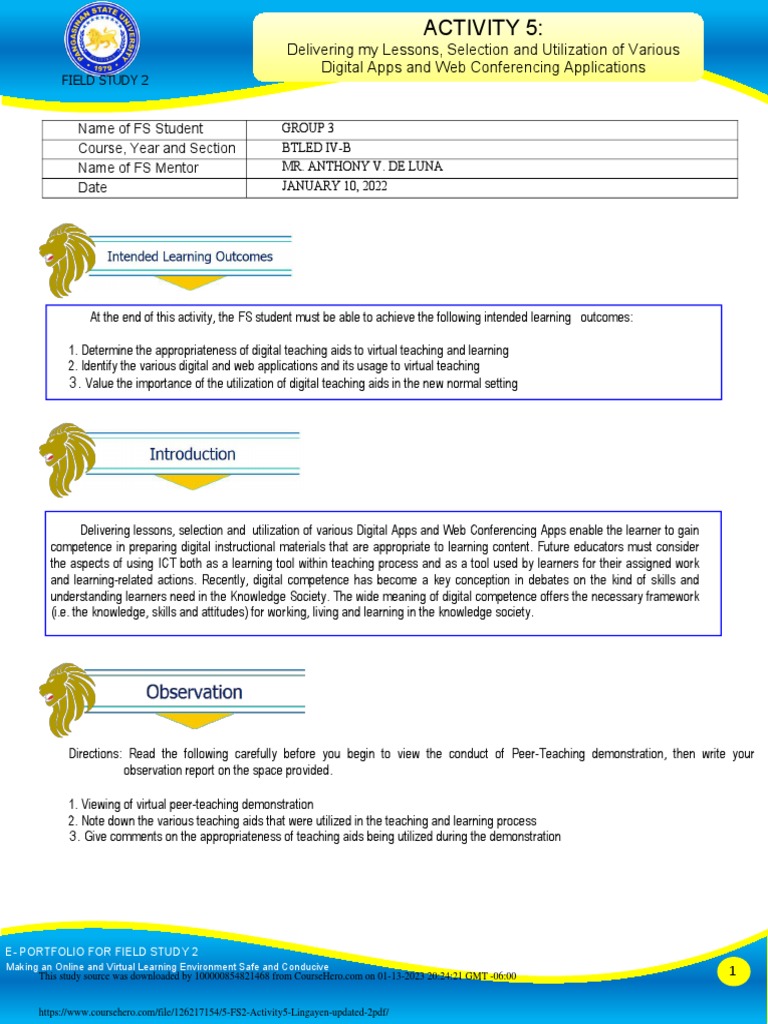 5 FS2 Activity5 Lingayen Updated 2 PDF | PDF | Teachers | Learning