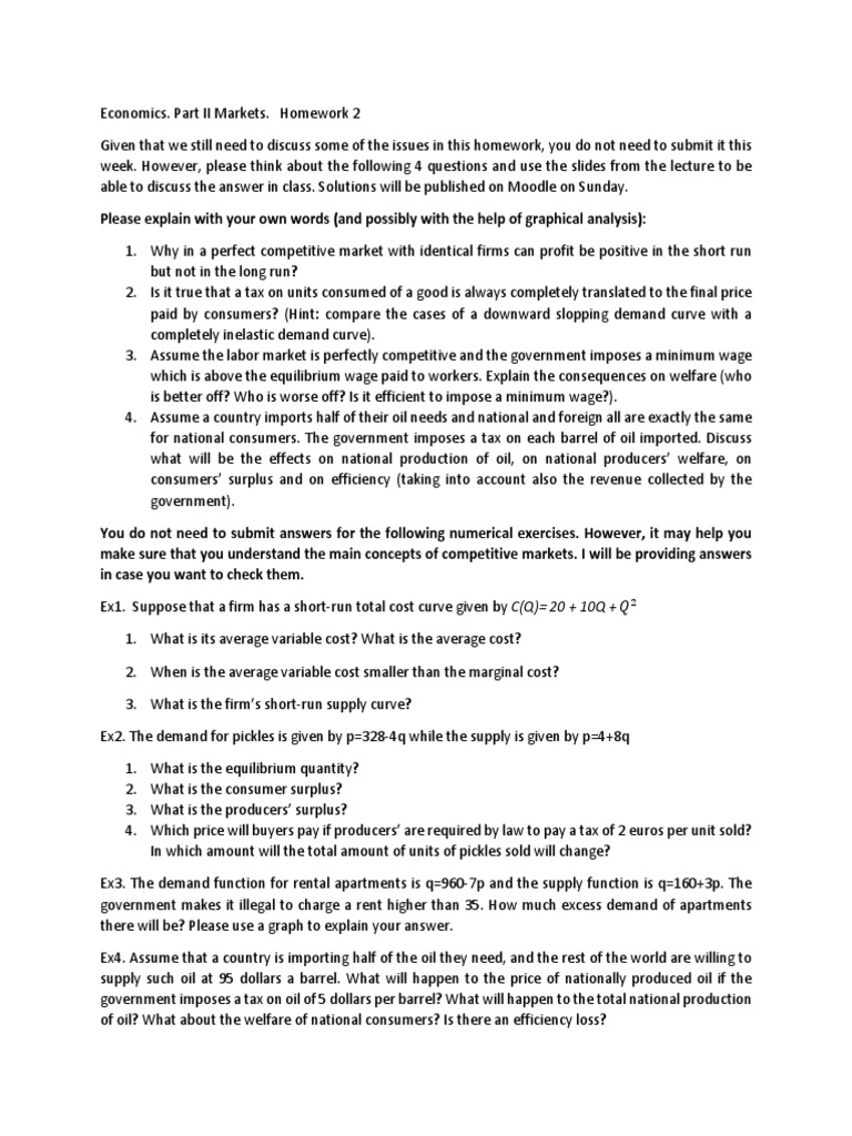 Homework 2 Group A and C | PDF | Perfect Competition | Economic Surplus