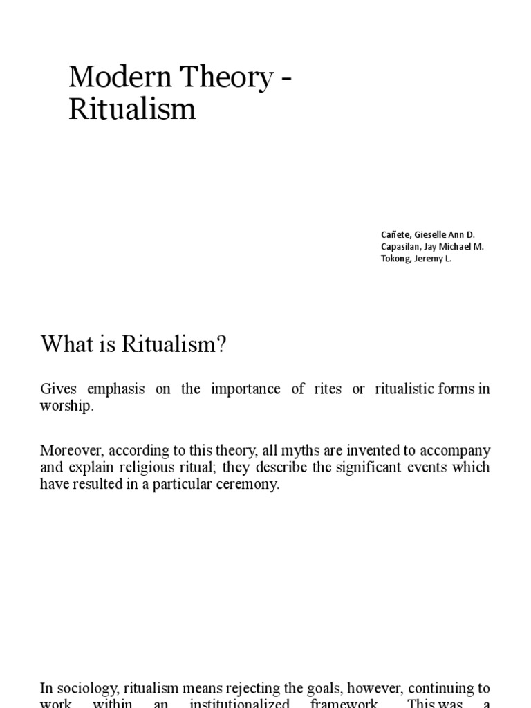 EL115 Ritualism | PDF | Rituals | Sociology