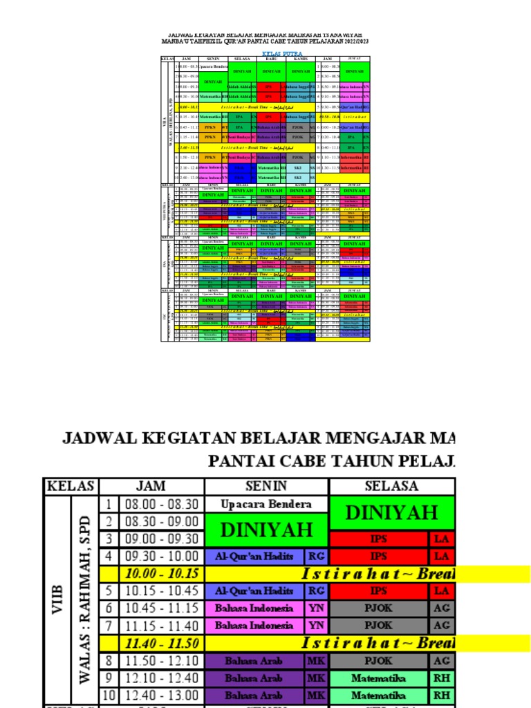 Jadwal MTS 2022 2023 | PDF
