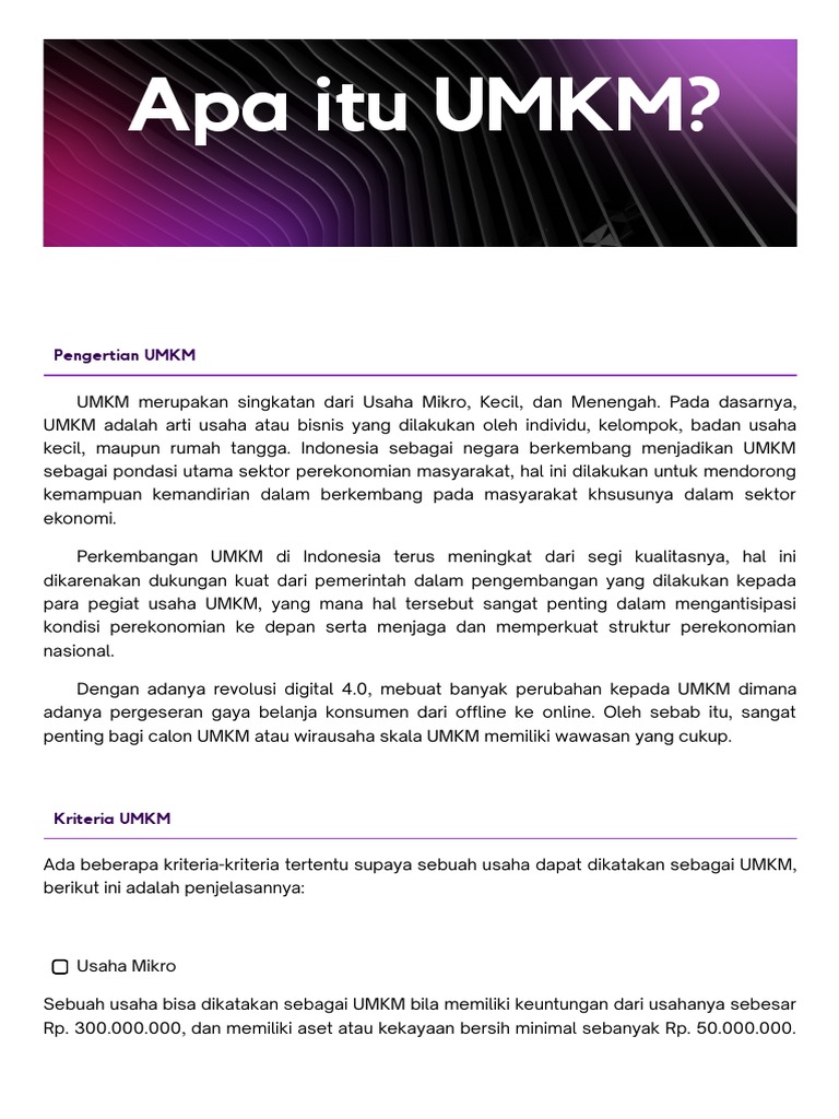Materi UMKM | PDF | Bisnis | Pengelolaan Keuangan & Uang