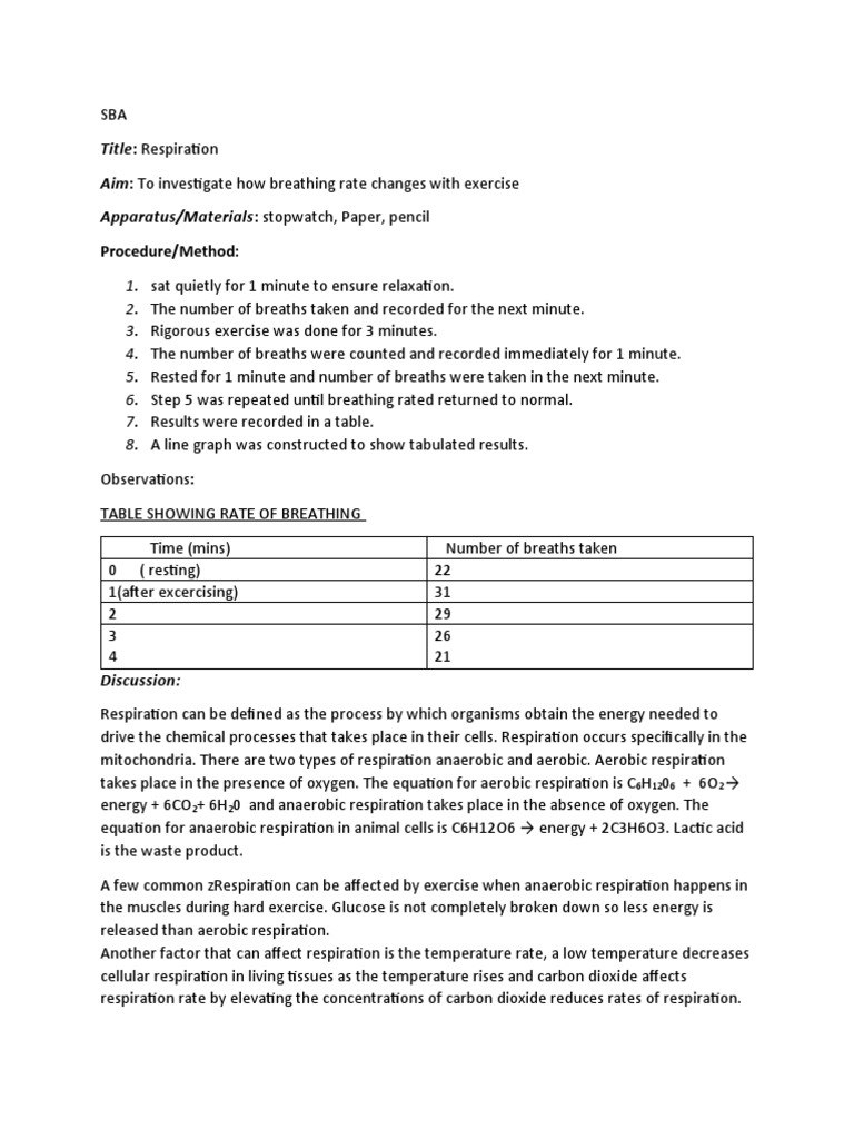 How Exercise Affects Breathing Rate | PDF | Cellular Respiration ...