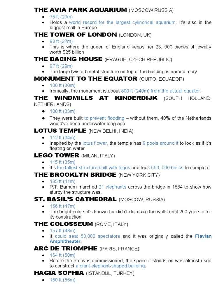 The Tallest Building Comparison | PDF | Buildings And Structures